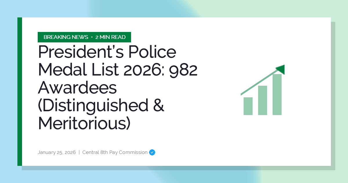 President’s Police Medal List 2026: 982 Awardees (Distinguished ...